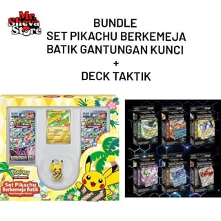 Booster Bundle Box Set Pikachu Shirts Batik Keychains + Tactical Decks ...