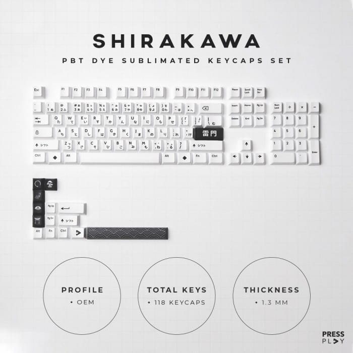 SHIRAKAWA PBT Dye Sub Keycap Set 118 Keys Japanese Root by Press Play ...