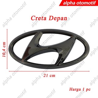 21 cm Car Emblem Hyundai Creta Front Logo Black Chrome Original | Indo4ward