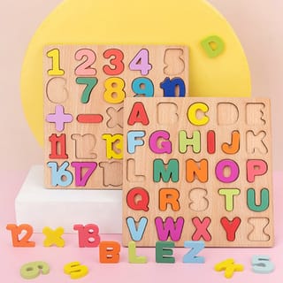 Toy Girls Boys 3 4 5 5 6 Years Old Wooden Puzzle Letter Numbers ...
