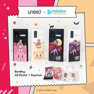 UNEED x Hololive - Powerbank Manabox 10.000 mAh Fast Charging - Ollie - Black, PB Only | Indo4ward